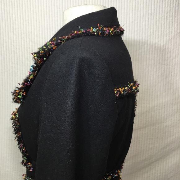 KC Collections | Jackets & Coats | Black Wool Coat With Multi Color ...